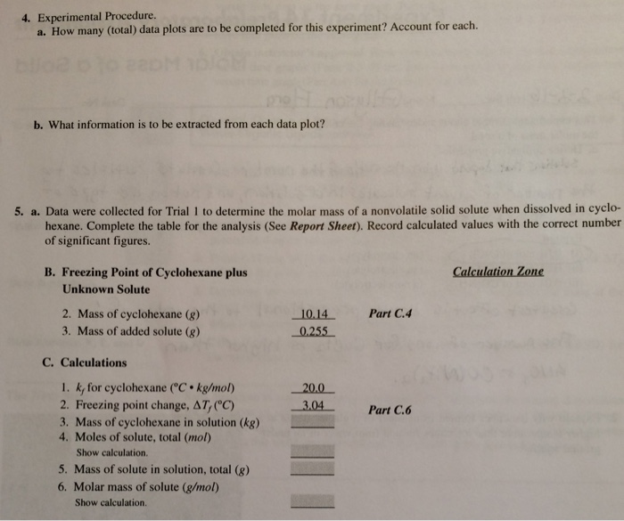 Experimental Procedure.4a. How many (total) data | Chegg.com