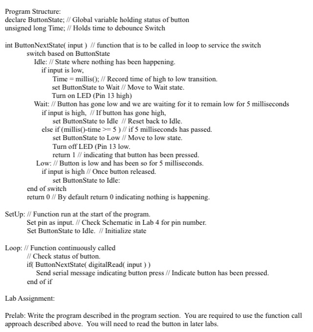Solved Program Structure : declare ButtonStates II Global | Chegg.com