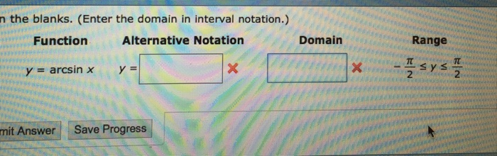 Solved Fill in the blanks. (Enter the domain in interval | Chegg.com