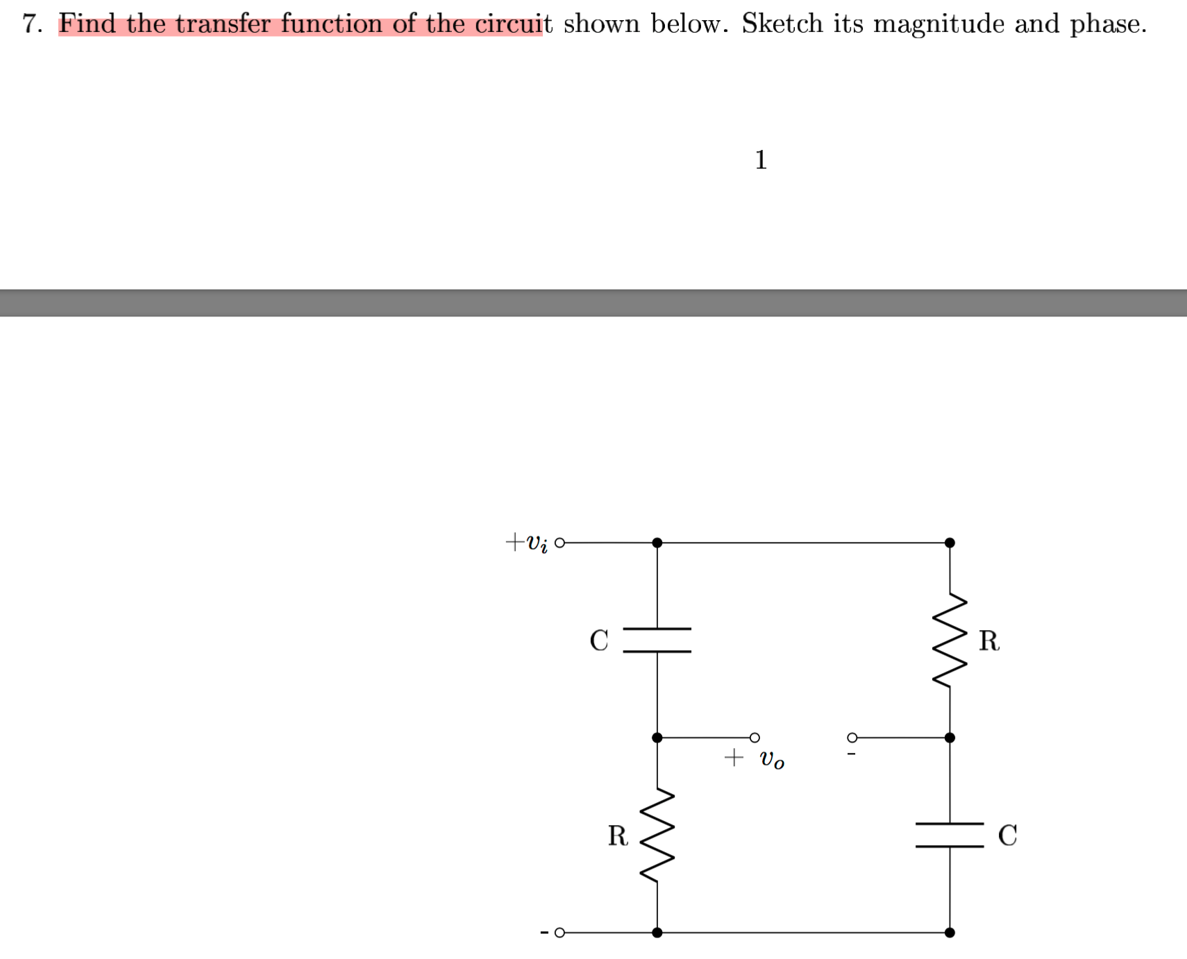 Solved Find the transfer function of the circuit shown | Chegg.com
