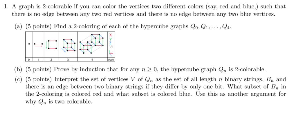Solved 1. A graph is 2-colorable if you can color the | Chegg.com