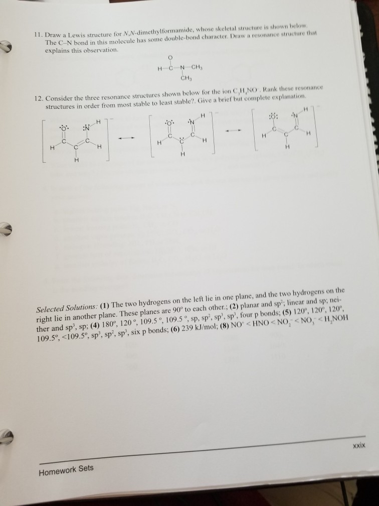 Solved 11. Draw a Lewis structure for N,N-dimethylformamide, | Chegg.com
