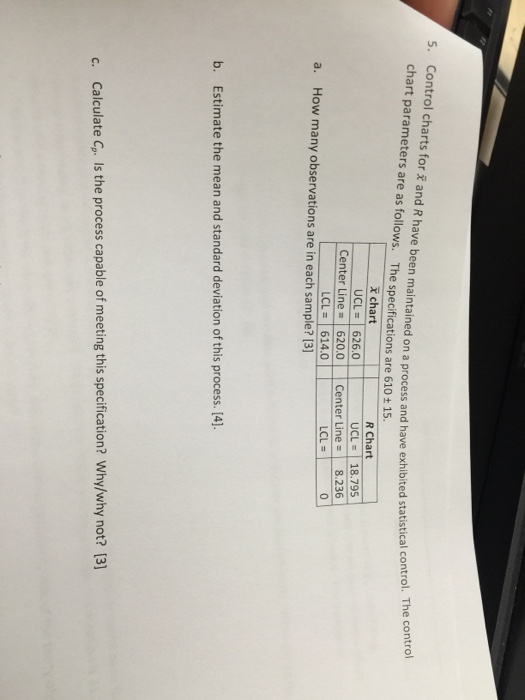 Solved Control charts for x and R have been maintained on a | Chegg.com