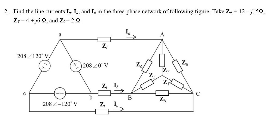 Solved Find the line currents I_a, I_b, and I_c in the | Chegg.com