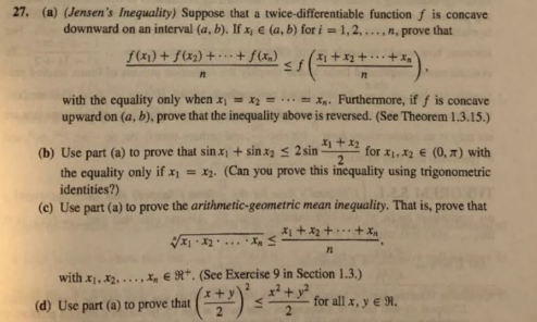 Solved 27. (a) (Jensen's Inequality) Suppose that a | Chegg.com