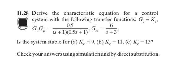 11.28 Derive the characteristic equation for a | Chegg.com