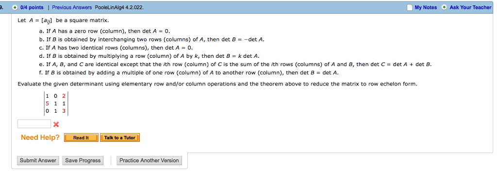 Solved Let A = [a_ij] be a square matrix. a. If A has a | Chegg.com