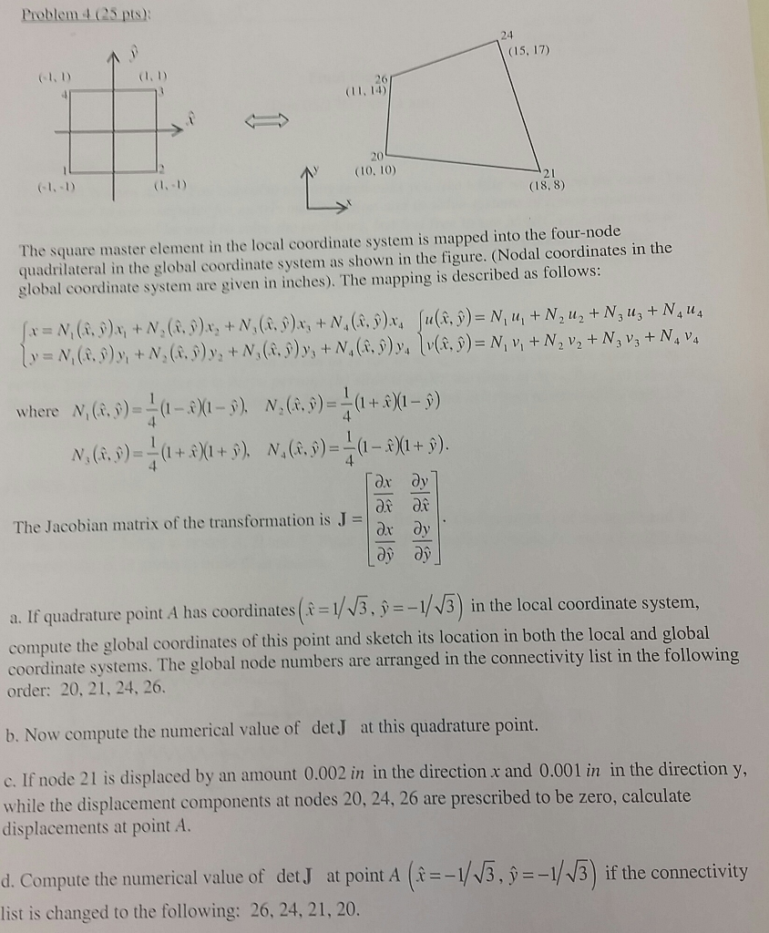The square master element in the local coordinate | Chegg.com