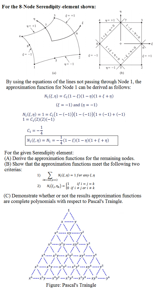 Solved For the 8-Node Serendipity-element shown: By using | Chegg.com