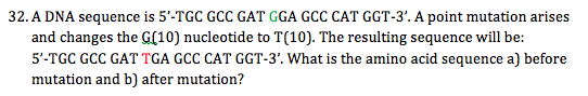 Solved A DNA sequence is 5'-TGC GCC GAT GGA GCC CAT GGT-3'. | Chegg.com