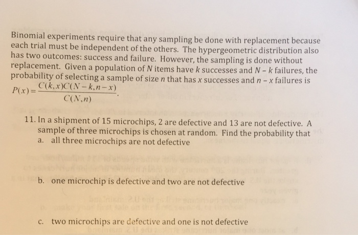 Solved Binomial experiments require that any sampling be | Chegg.com