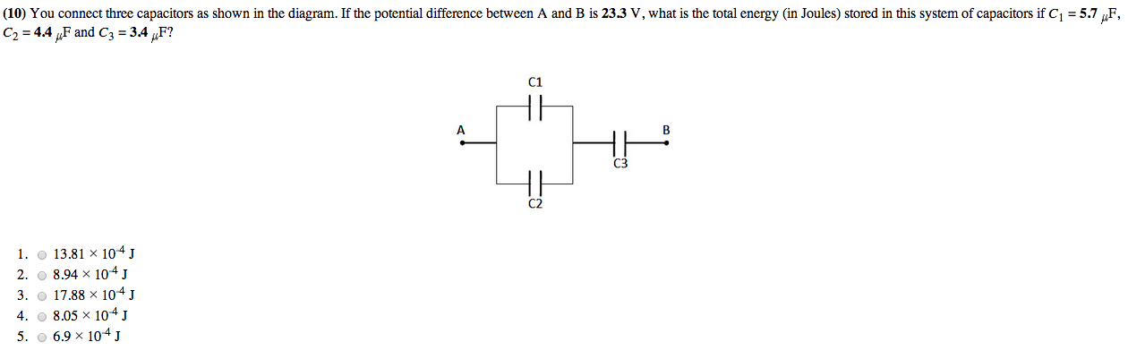 Solved You connect three capacitors as shown in the diagram. | Chegg.com