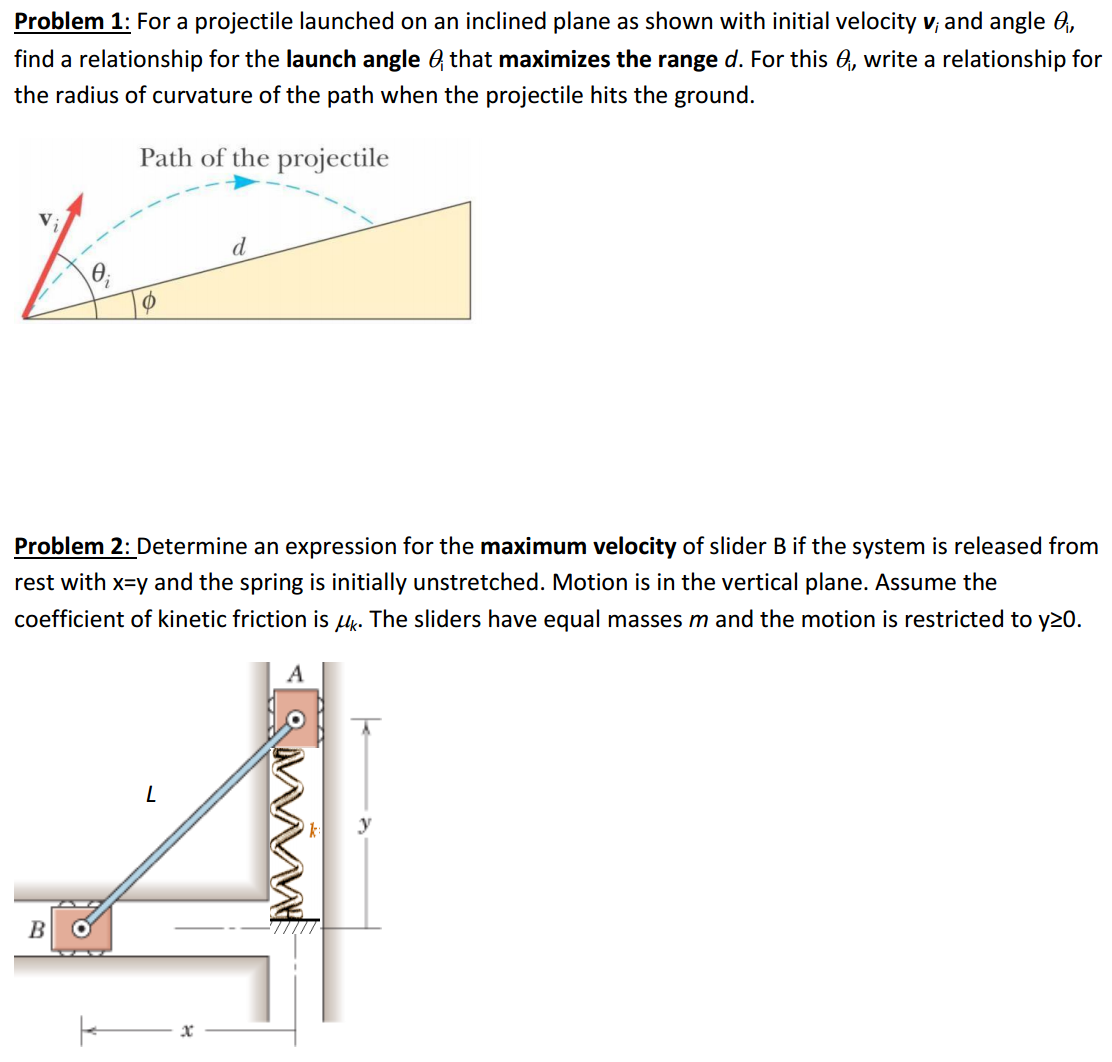 Solved For a projectile launched on an Inclined plane as | Chegg.com