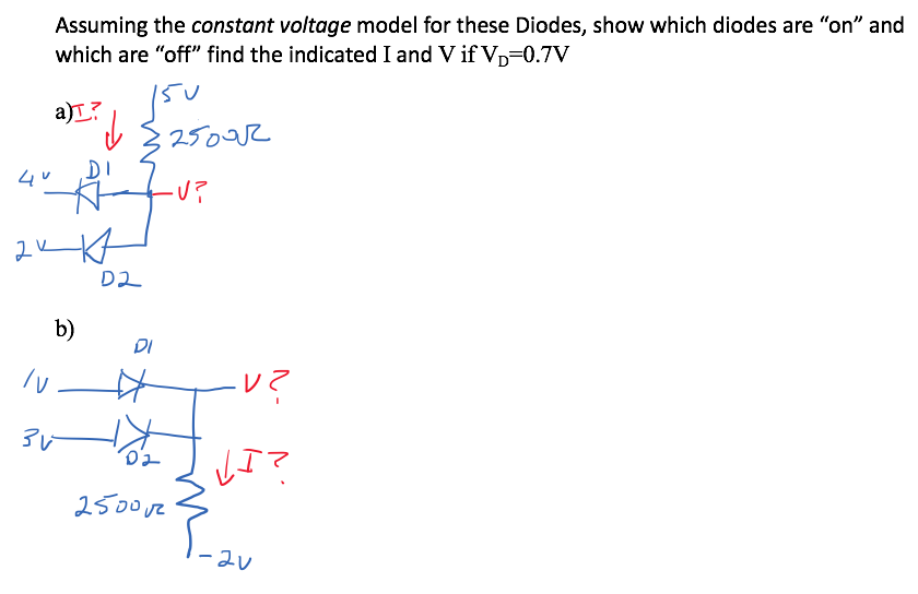 Solved Assuming the constant voltage model for these Diodes, | Chegg.com