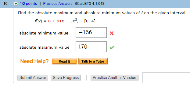 Solved Find the absolute maximum and absolute minimum values | Chegg.com