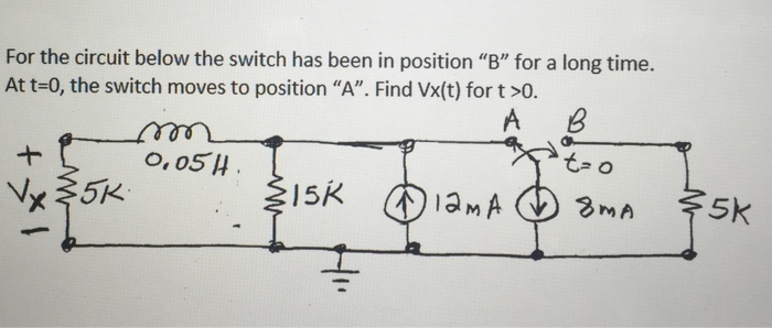 Solved For the circuit below the switch has been in position | Chegg.com