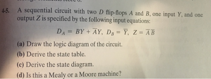 Solved 4-5. A sequential circuit with two D flip-flops A and | Chegg.com