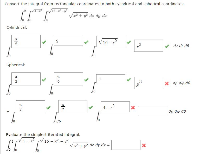 Solved Convert the integral from rectangular coordinates to | Chegg.com