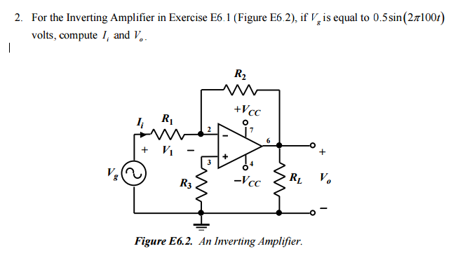 Solved For the Inverting Amplifier in Exercise E6 1 (Figure | Chegg.com
