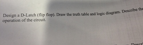 Solved: Design A D-Latch Flip Flop, Draw The Truth Table A... | Chegg.com