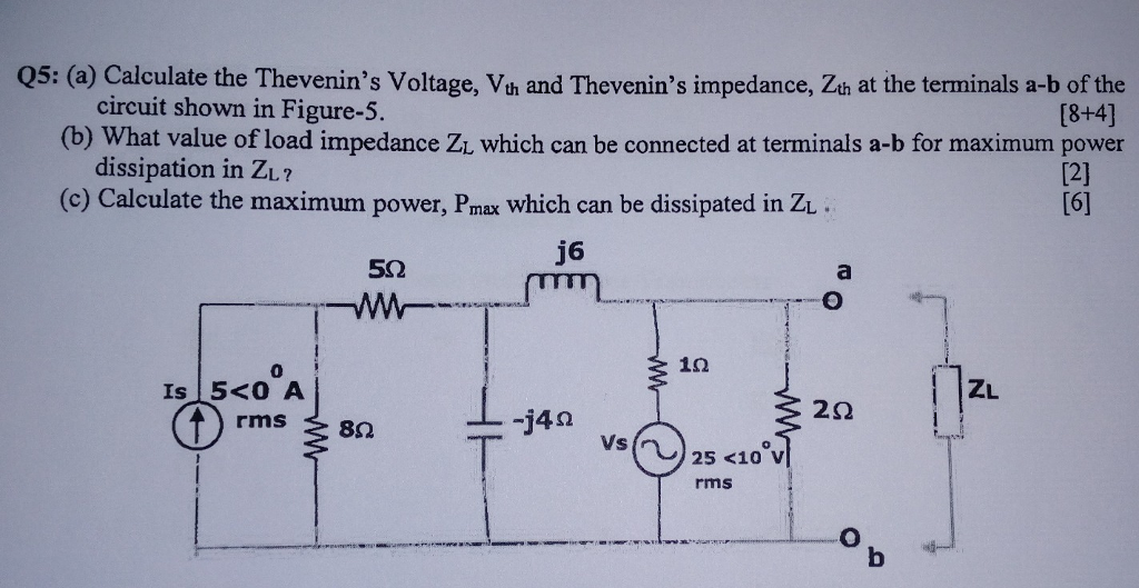 Solved QS: (a) Calculate the Thevenin's Voltage, Vth and | Chegg.com