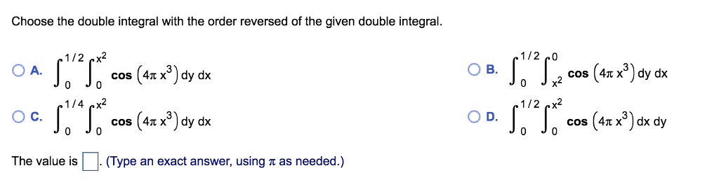 Solved Sketch the region of integration, reverse the order | Chegg.com