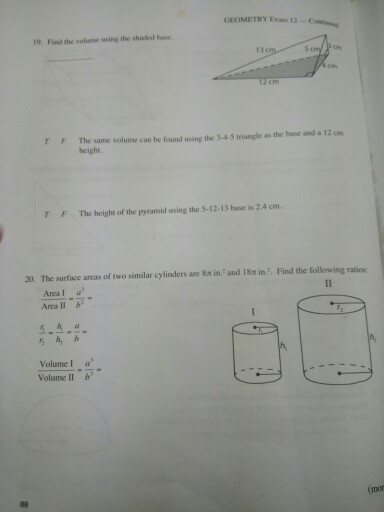 Solved Find the volume using the shaded base. The same | Chegg.com