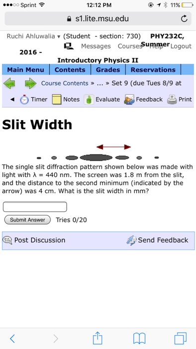 Solved The single slit diffraction pattern shown below was | Chegg.com