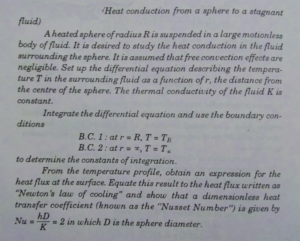 Solved (Heat conduction from a sphere to a stagnant fluid) A | Chegg.com