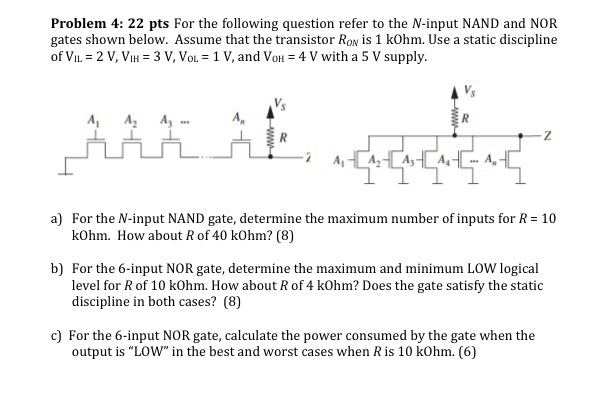Solved For the following question refer to the N-input NAND | Chegg.com