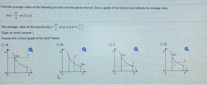 Solved Find the average value of the following function over | Chegg.com