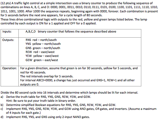 Solved A traffic light control at a simple intersection uses | Chegg.com