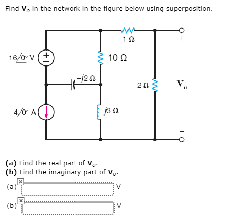 Solved Find Vo in the network in the figure below using | Chegg.com