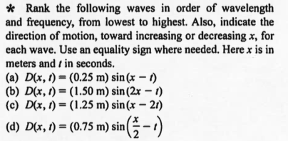 Solved * Rank the following waves in order of wavelength and | Chegg.com