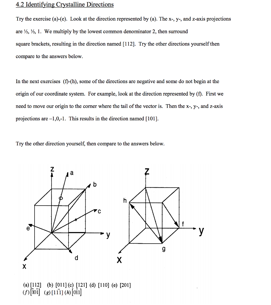 Solved Lab Section 2a Crystal Directions Exercise I Draw the | Chegg.com