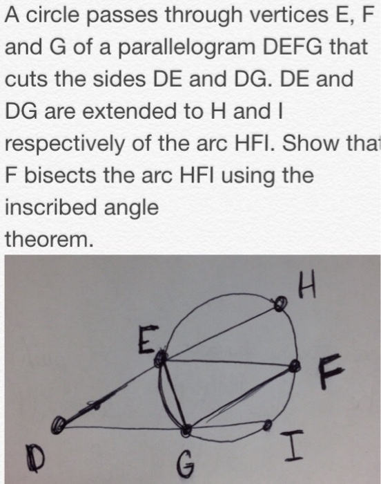 Solved A circle passes through vertices E, F and G of a | Chegg.com