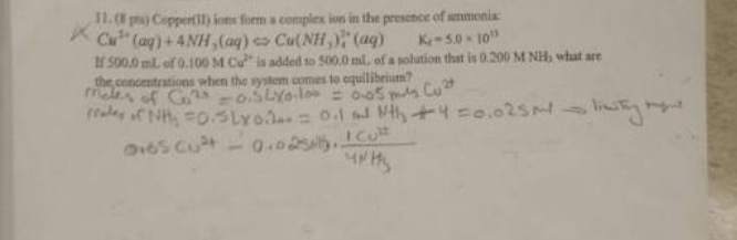 Solved Copper (II)ions from a complex ion in the presence of | Chegg.com