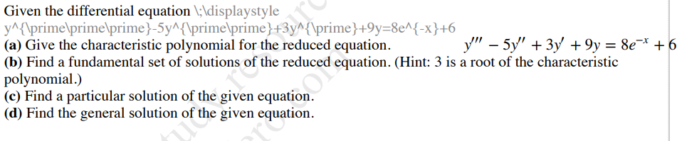 Solved Given the differential equation ;displaystyle prime | Chegg.com