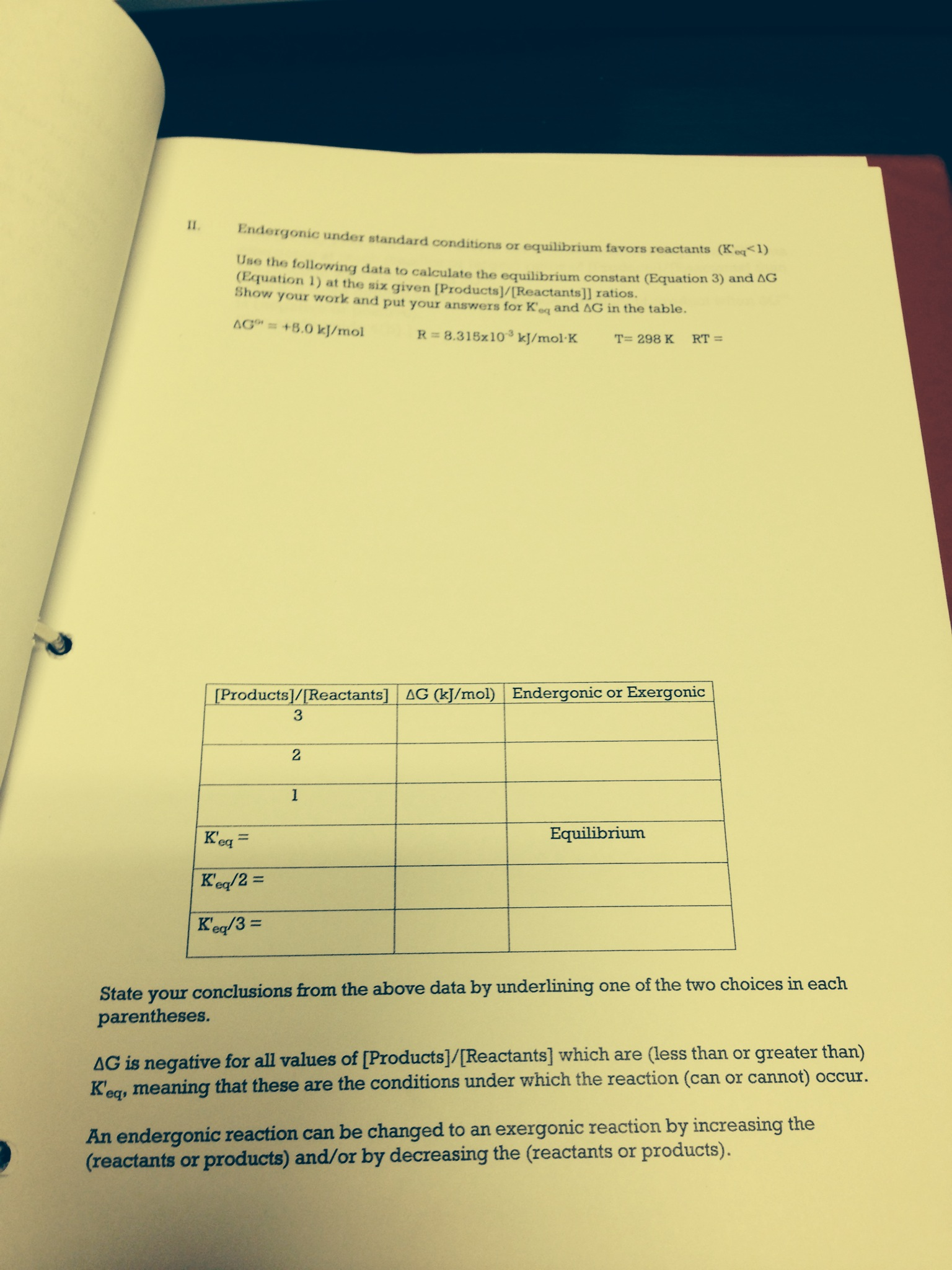 Solved where Delta G degree ' = the standard free energy | Chegg.com