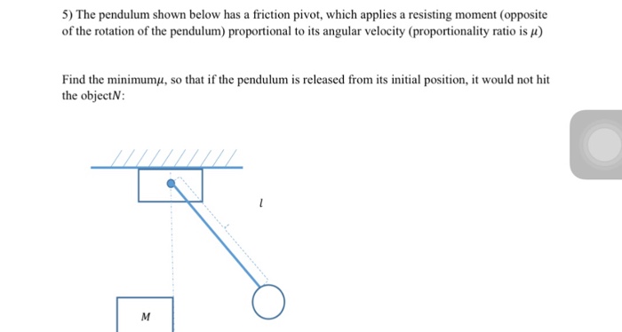 Solved The pendulum shown below has a friction pivot, which | Chegg.com