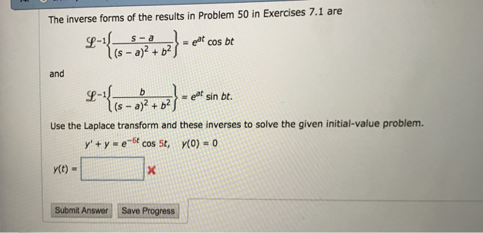Solved The inverse forms of the results in Problem 50 in | Chegg.com