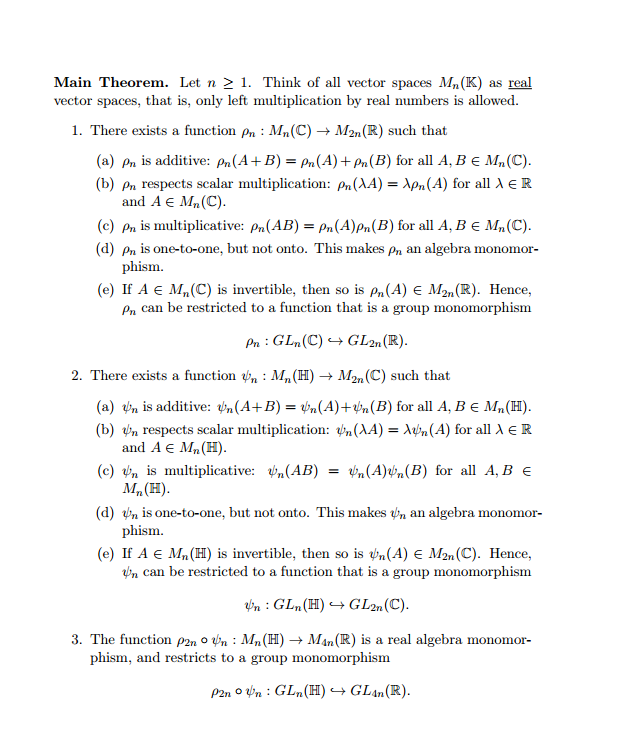 Solved Main Theorem. Let n 2 1. Think of all vector spaces | Chegg.com