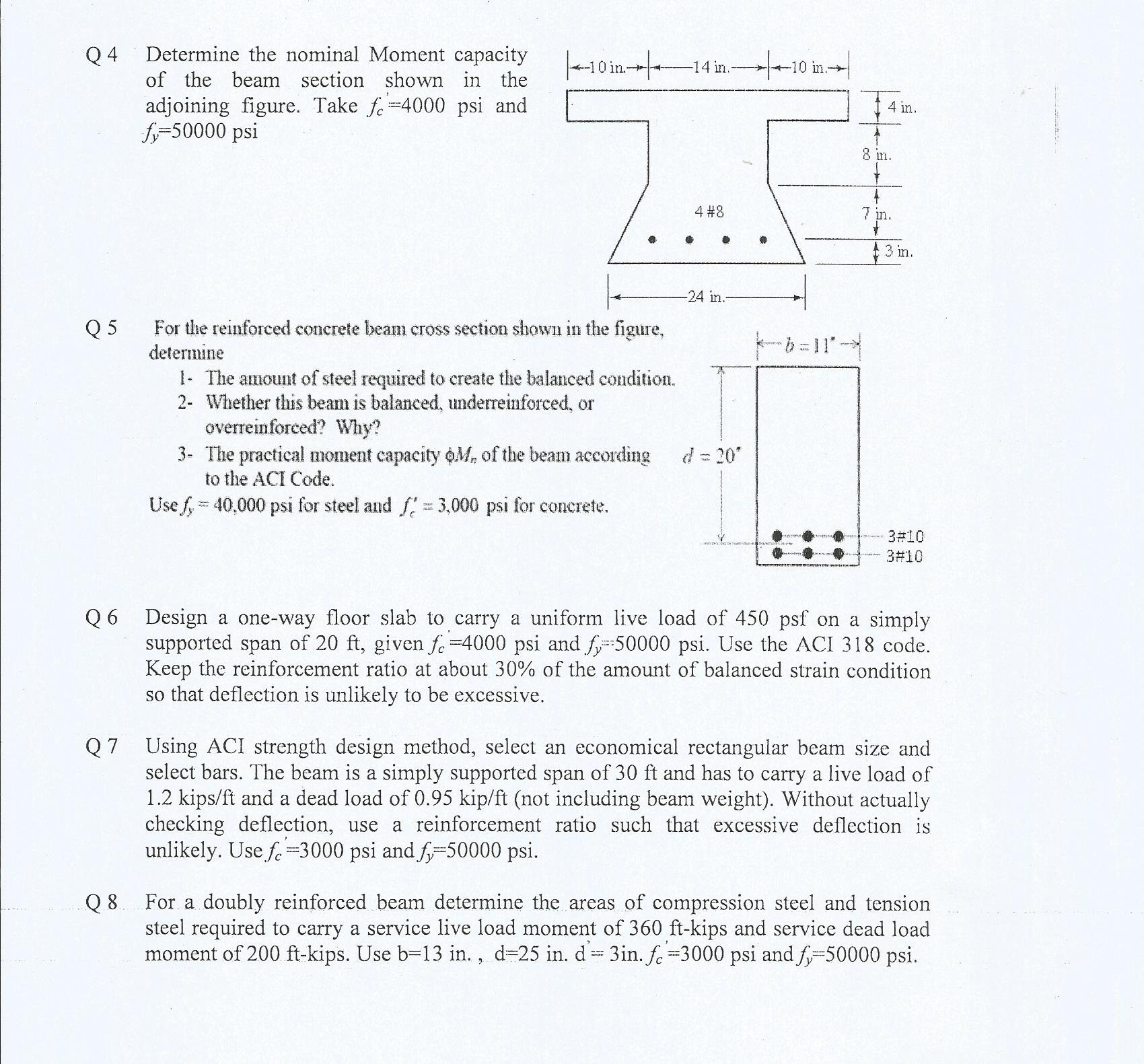 Solved Determine the nominal Moment capacity of the beam | Chegg.com