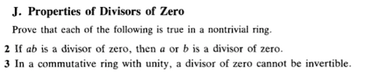 Solved J. Properties of Divisors of Zero Prove that each of | Chegg.com
