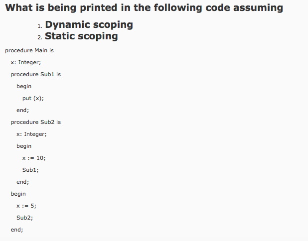 Solved What is being printed in the following code assuming | Chegg.com