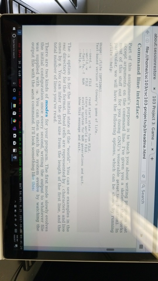 Project 3: Game of Life Mozilla Firefox | Chegg.com