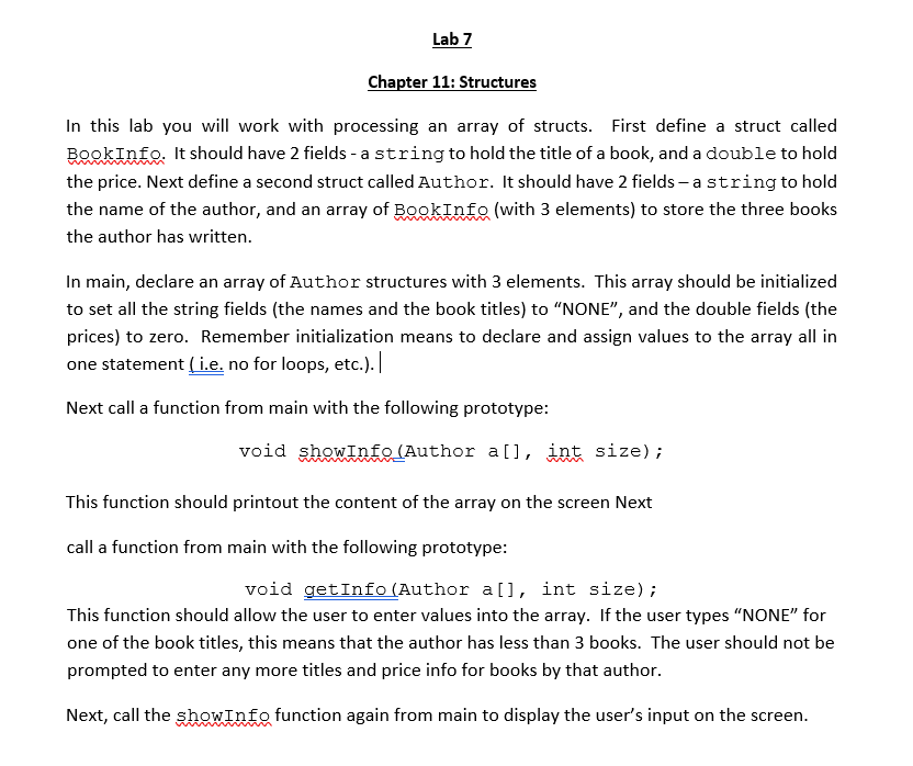 Solved Lab 7 Chapter 11 Structures In This Lab You Will
