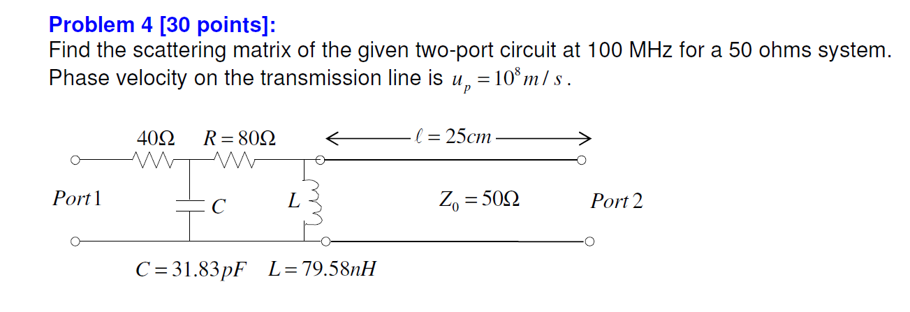 Solved Find the scattering matrix of the given two-port | Chegg.com