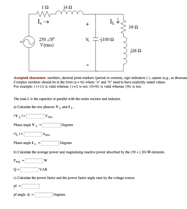 Solved Calculate the RMS phasors, power, and power factor | Chegg.com