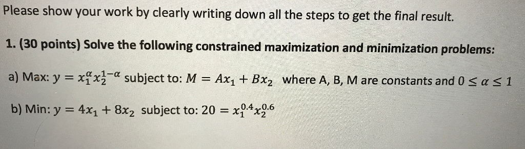 Solved Solve The Following Constrained Maximization And